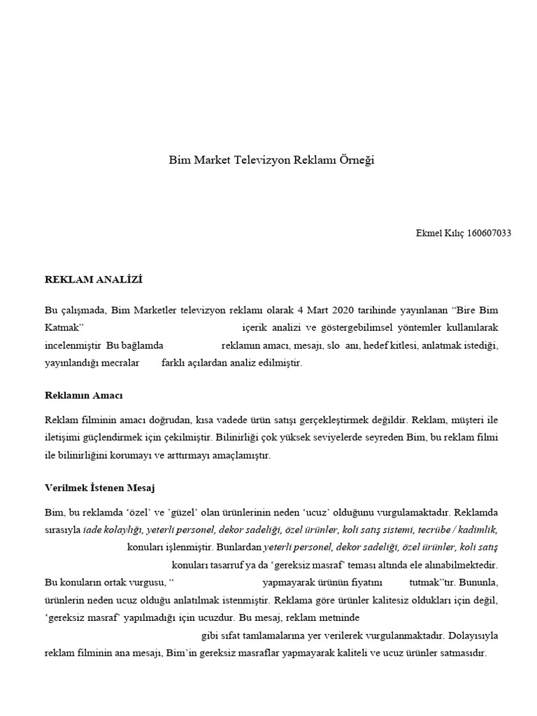 Reklam Analizi | PDF