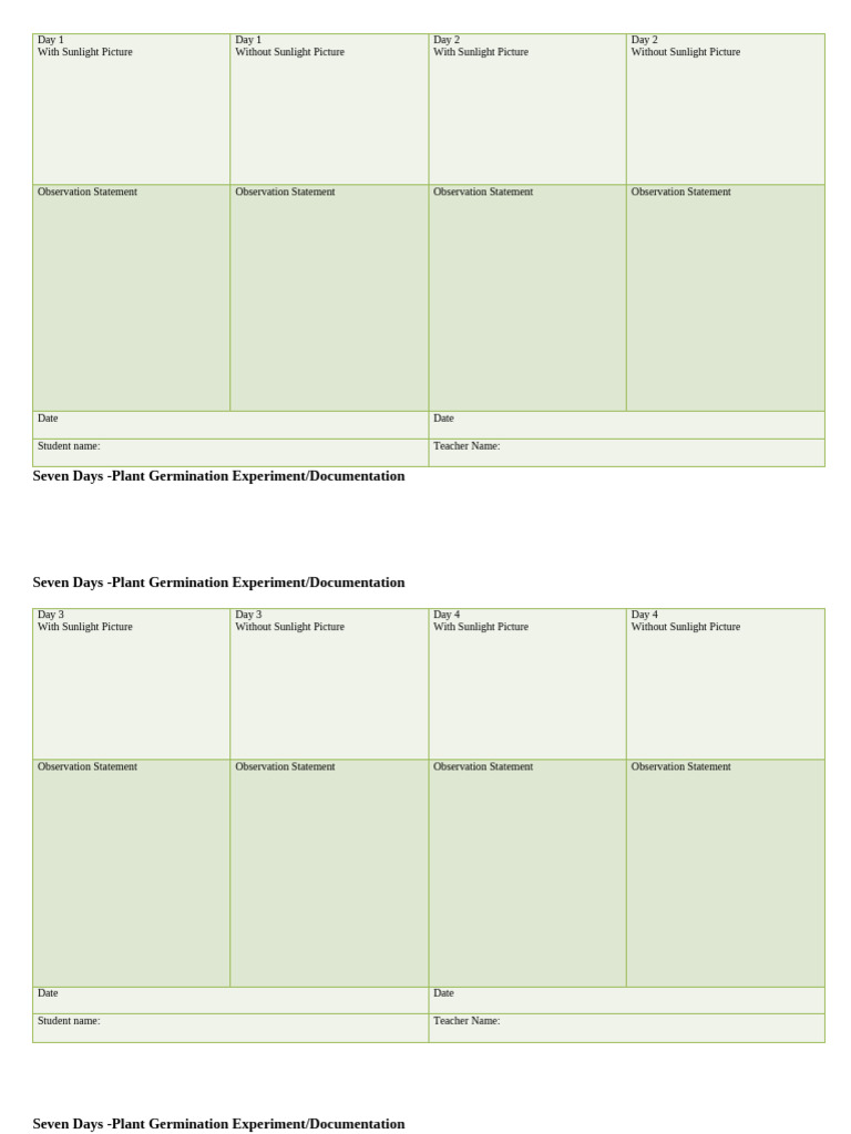 Plant Germination Experiment Log | PDF