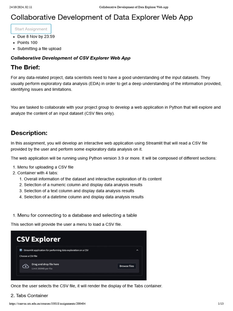 Collaborative Development of Data Explorer Web App | PDF | Data ...