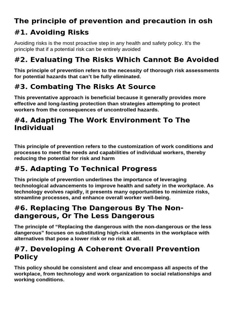 The-principle-of-prevention-and-precaution-in-osh | PDF | Occupational ...