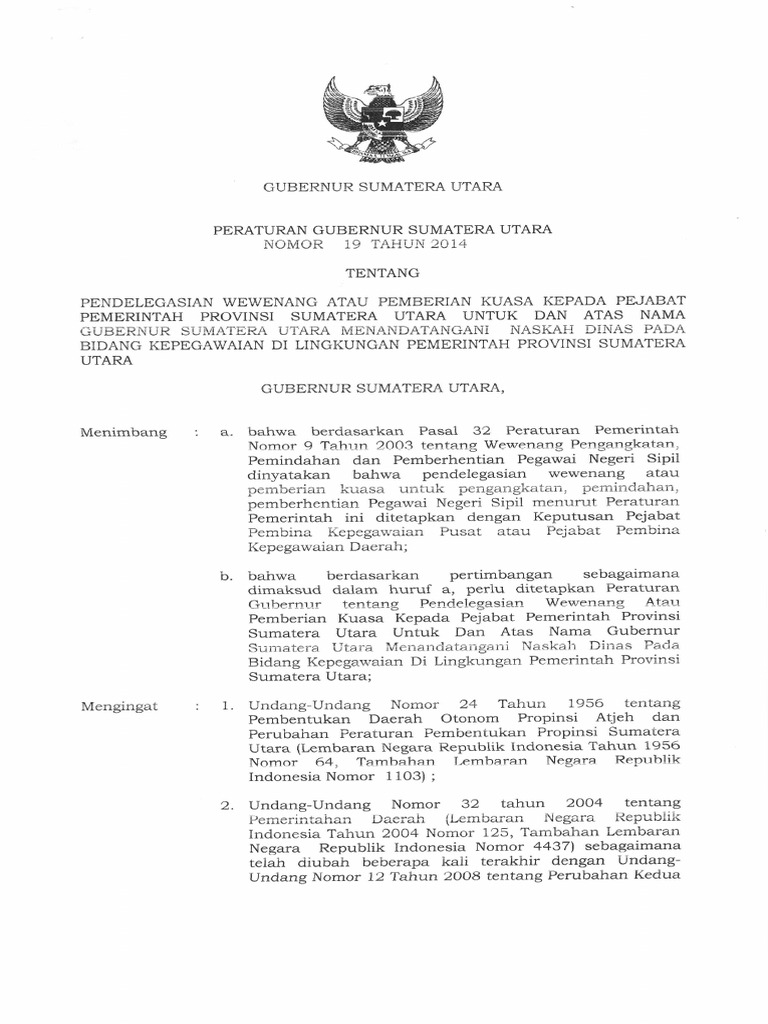 Wewenang Kepegawaian Sumut | PDF