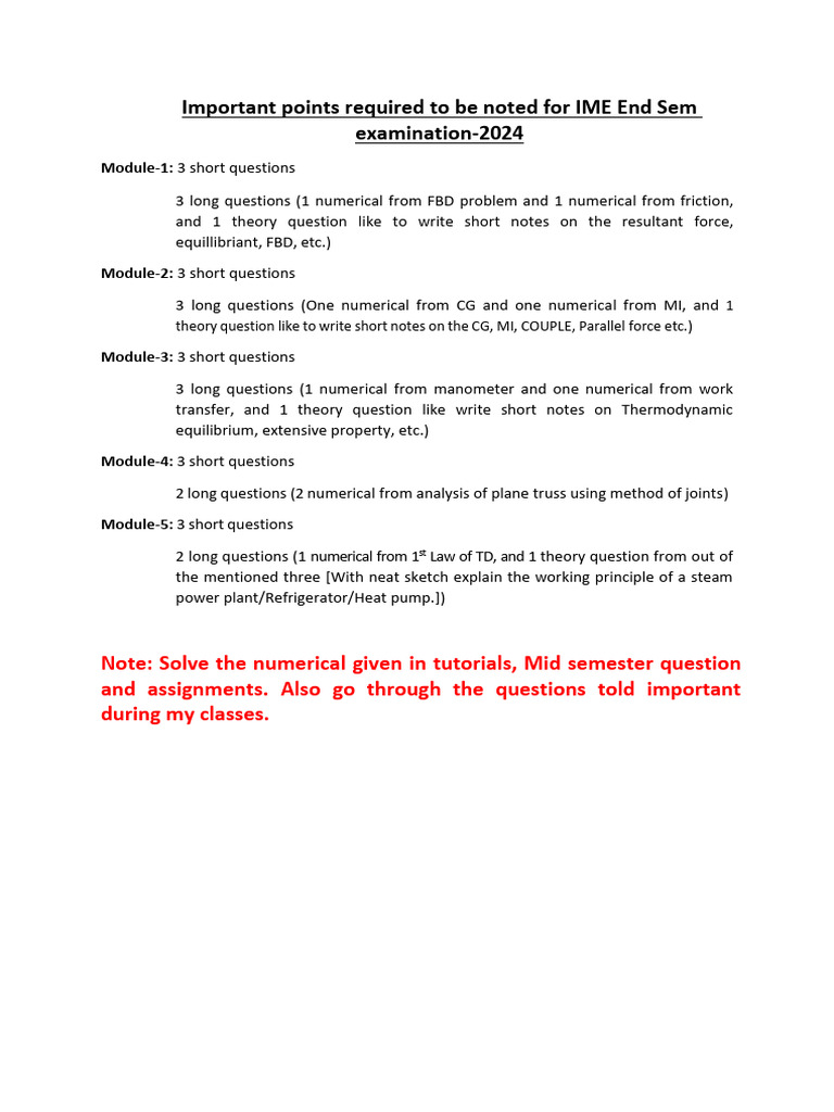 Question Pattern For IME SQ Exam | PDF