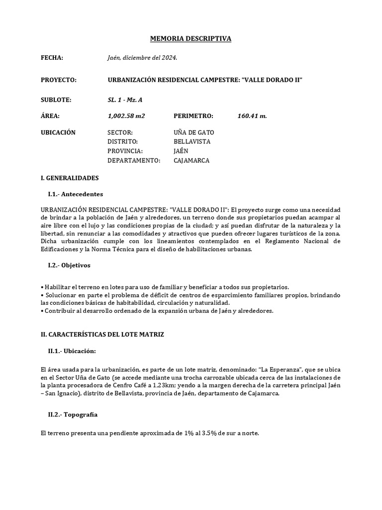 Modelo de Memoria Descriptiva | PDF