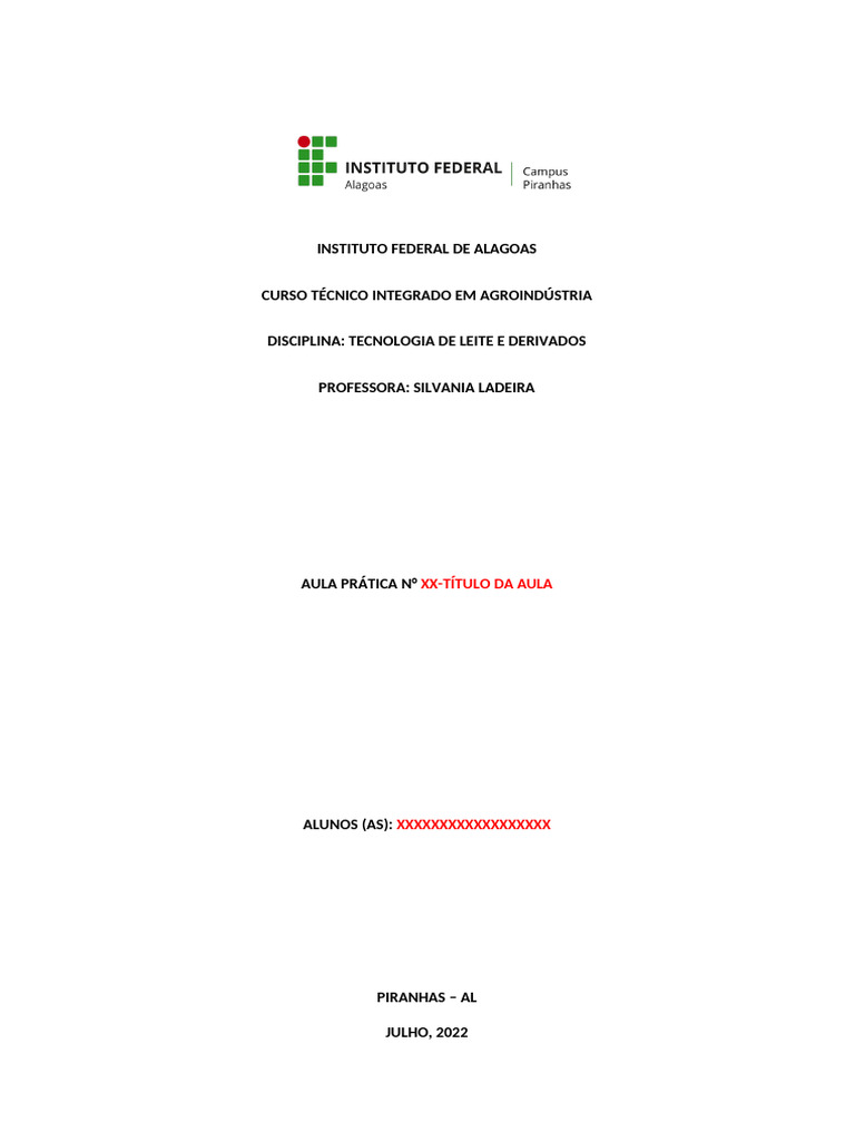 Modelo de relat-rio IFAL-aula pr-tica.doc | PDF | Microrganismo | Microbiologia