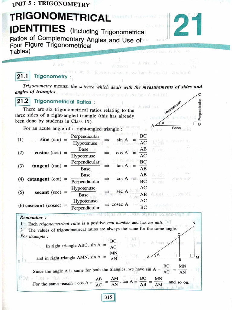 Trignometry- CH 21 | PDF