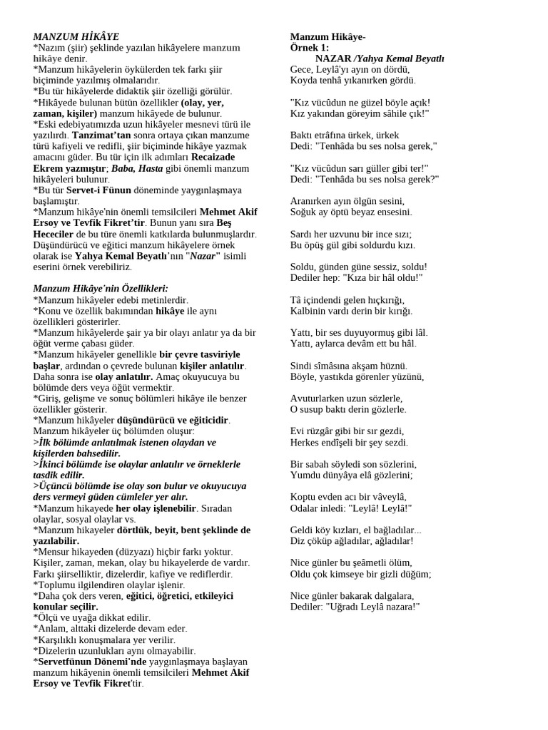Manzum Hikâye | PDF