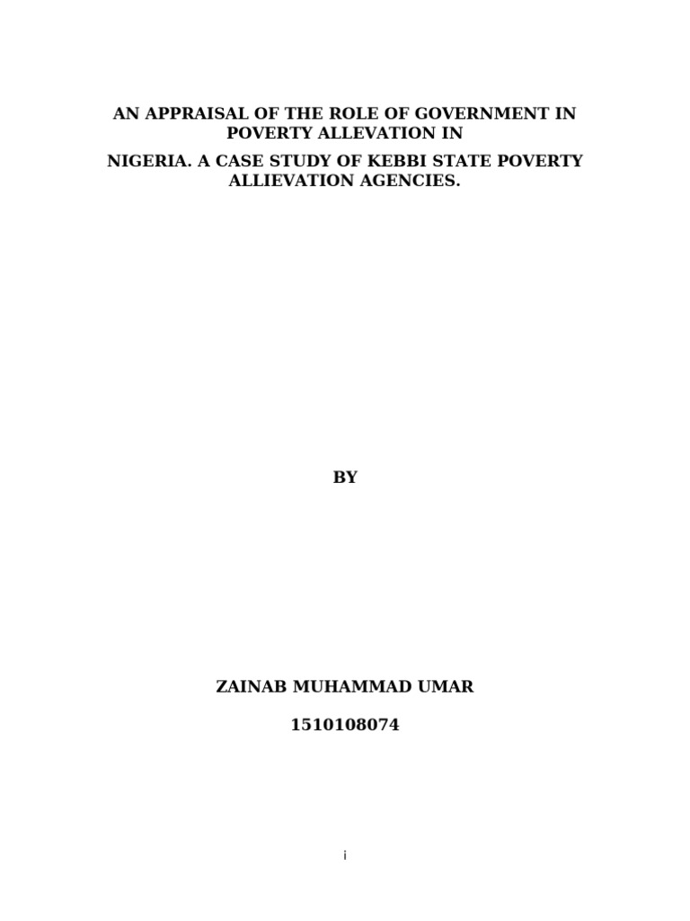 Zinab Umar Muhammed 1 (1) 1 | PDF | Poverty | Poverty & Homelessness