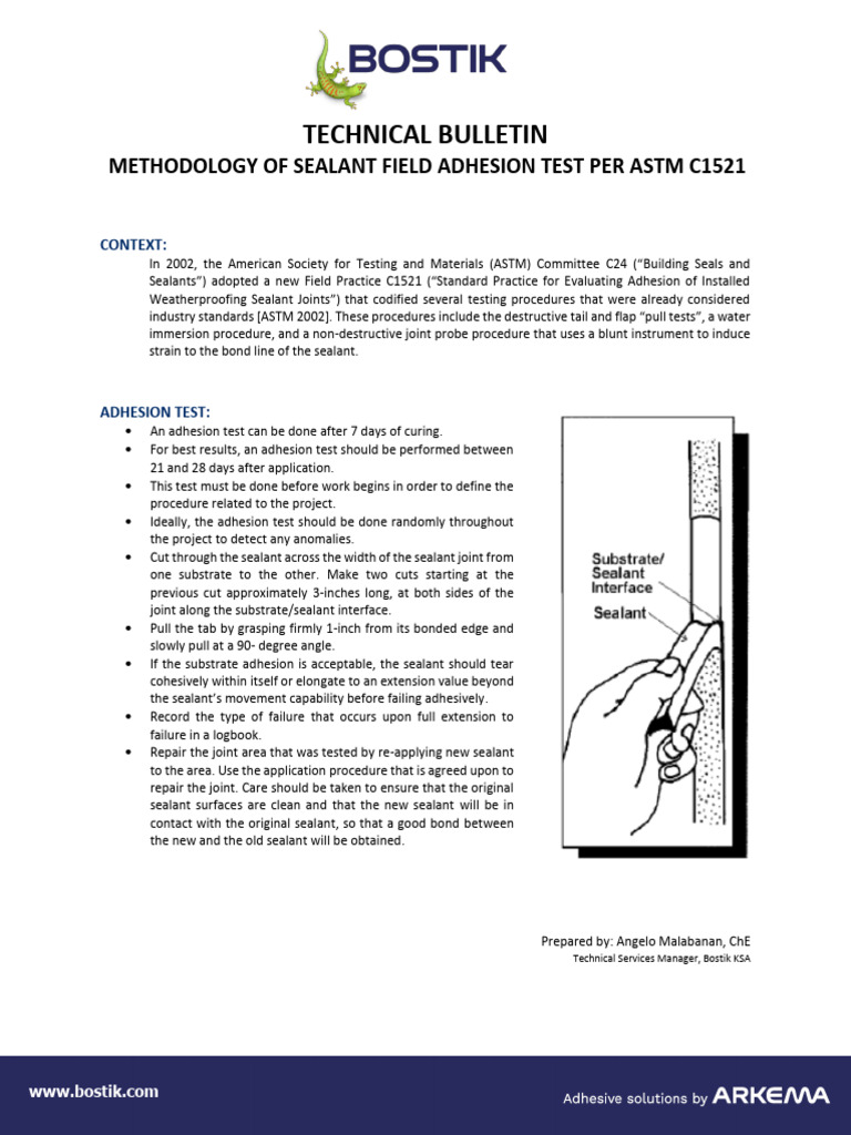 Sealant Adhesion Testing Methodology | PDF | Adhesion | Materials