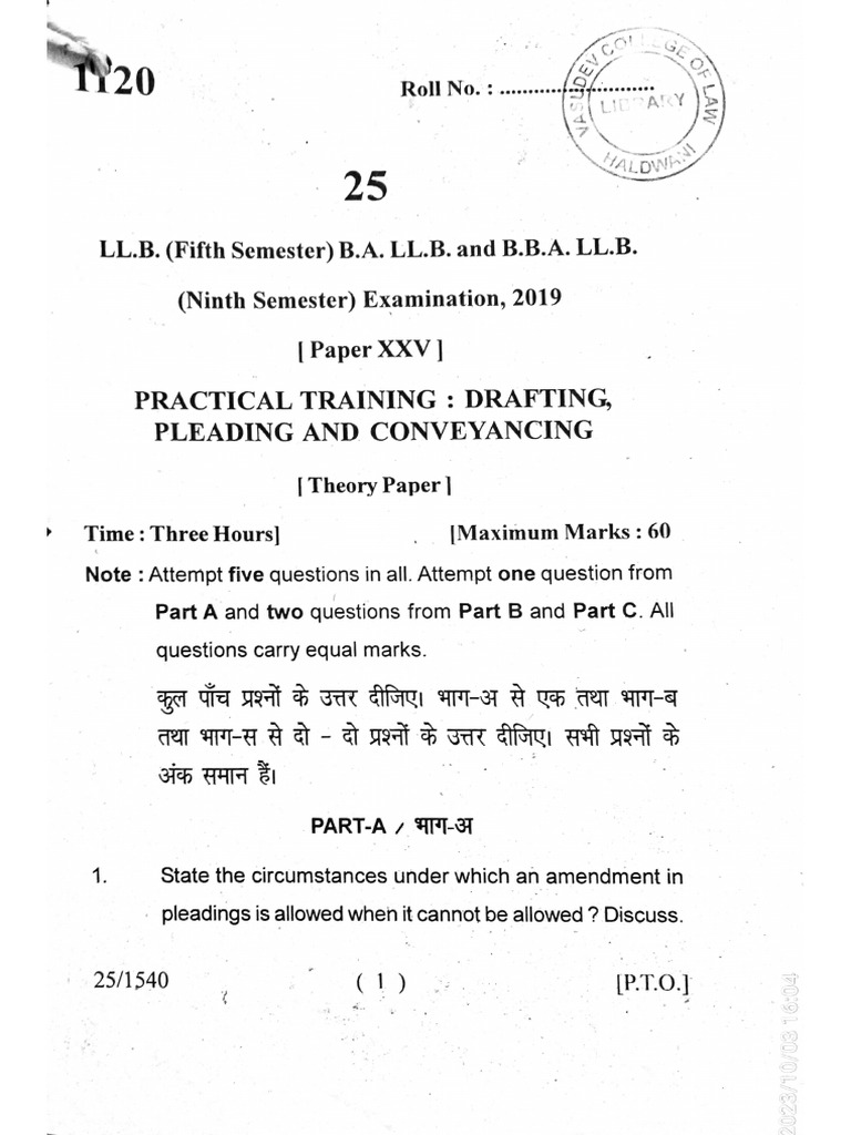 Drafting and Pleading LLV-V ND ballb-IX | PDF