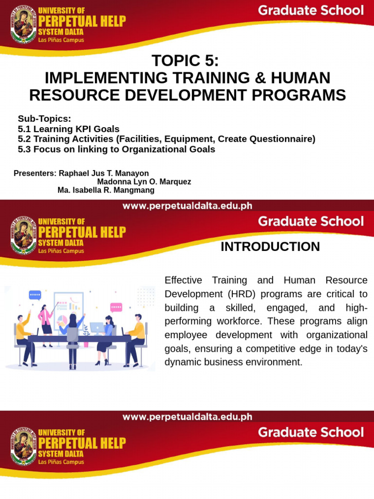 TOPIC 5_Implementing Training _ HRD Programs | PDF | Performance Indicator | Goal