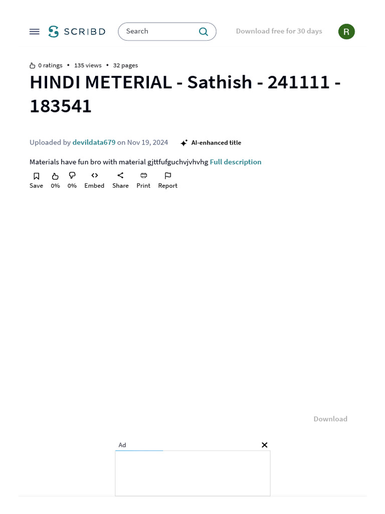 Hindi Meterial - Sathish - 241111 - 183541 - PDF | PDF | Scribd | Cyberspace