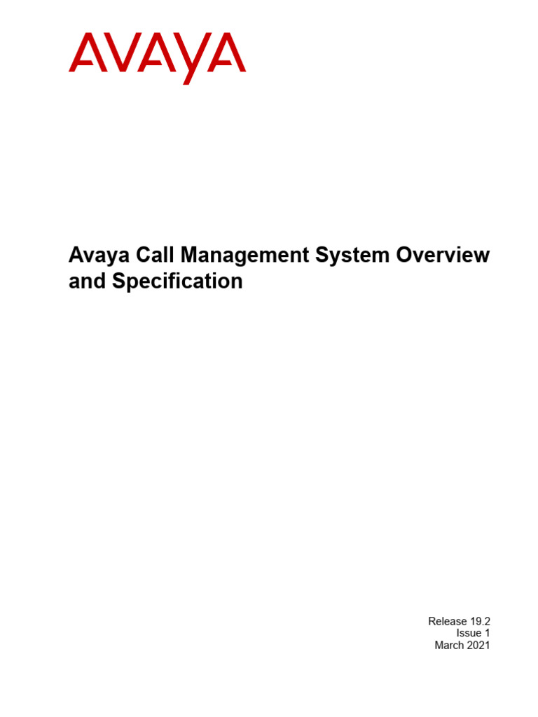 Avaya CMS Overview and Specification 19.2 March 2021 | PDF | Software ...