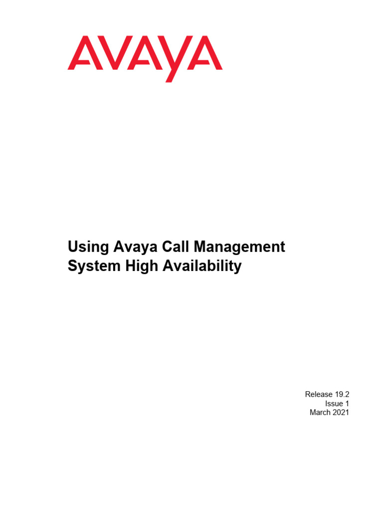 Avaya CMS Using High Availability 19.2 March 2021 | PDF | License | Backup