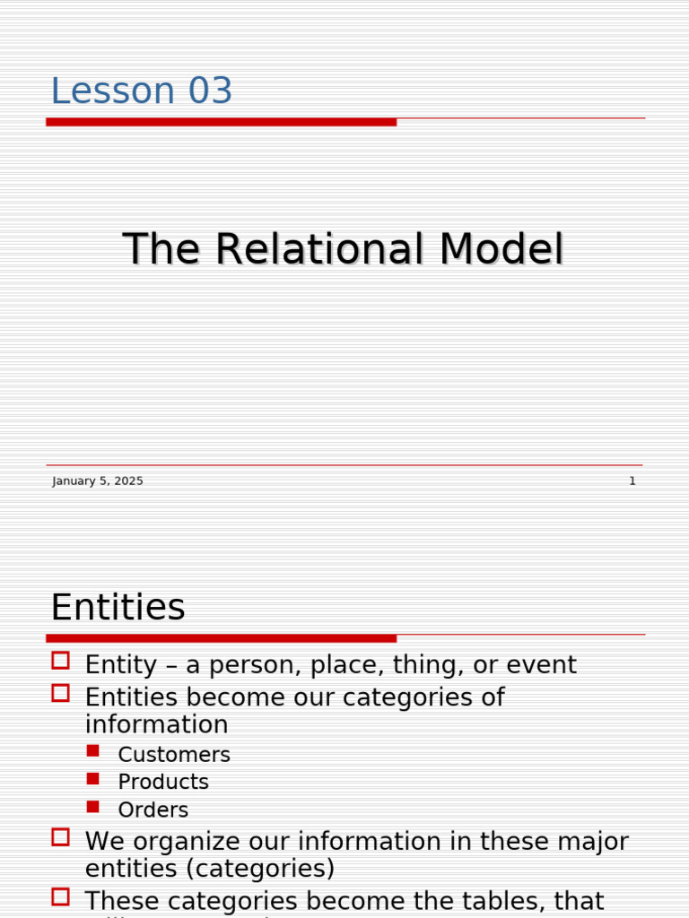 Lesson03 the Relational Model | PDF | Relational Model | Data Management Software