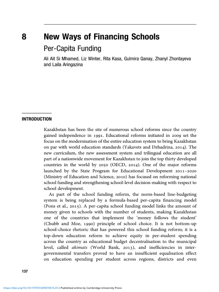 New Ways of Financing Schools | PDF | Policy