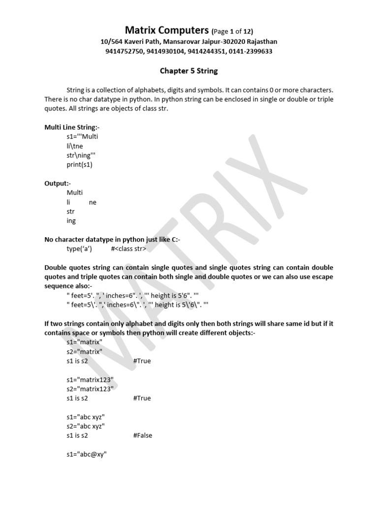 Python String Basics and Operations | PDF | Letter Case | String (Computer Science)