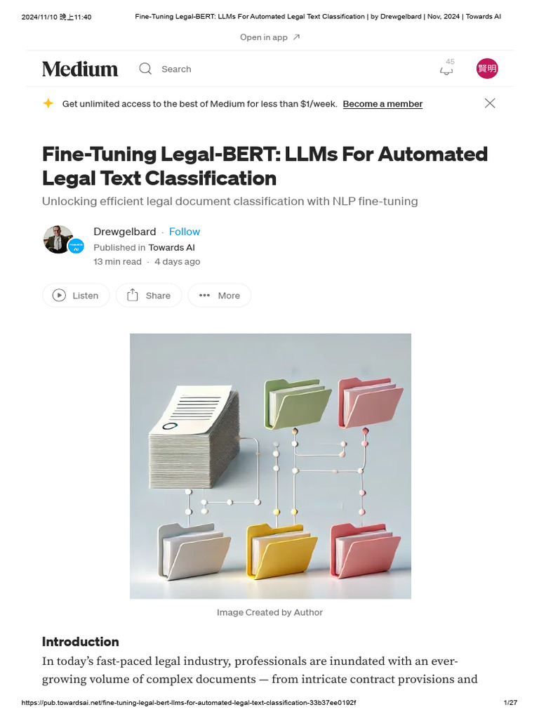 Fine-Tuning Legal-BERT_ LLMs For Automated Legal Text Classification _ by Drewgelbard _ Nov ...