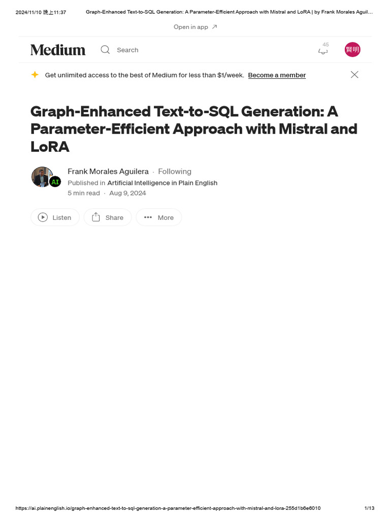 Graph-Enhanced Text-to-SQL Generation: A Parameter-Efficient Approach With Mistral and Lora ...