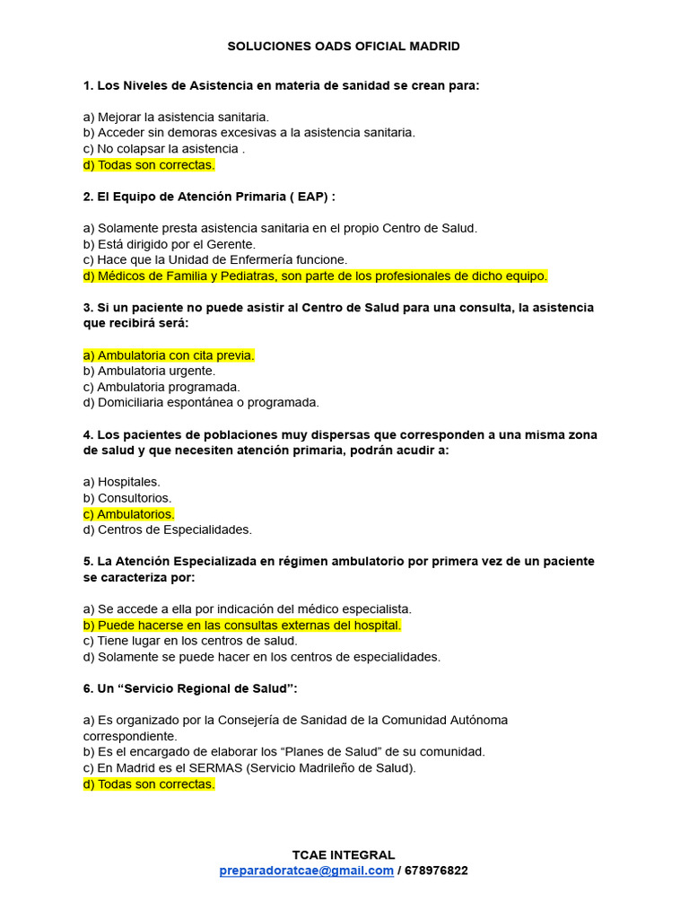 Soluciones Oads Oficial Madrid | PDF | Hospital | Historial médico