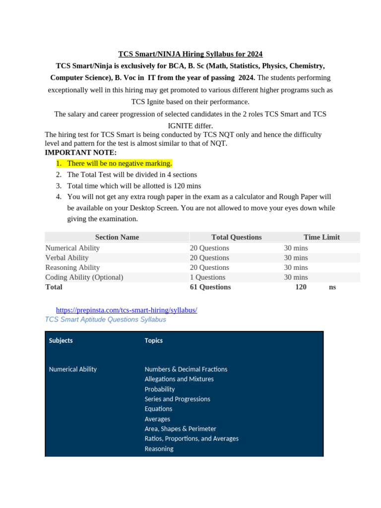 TCS SMART SYLLABUS | PDF