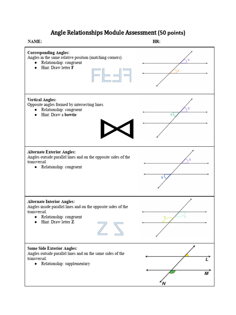 Angle Relationships Module Assessment | PDF