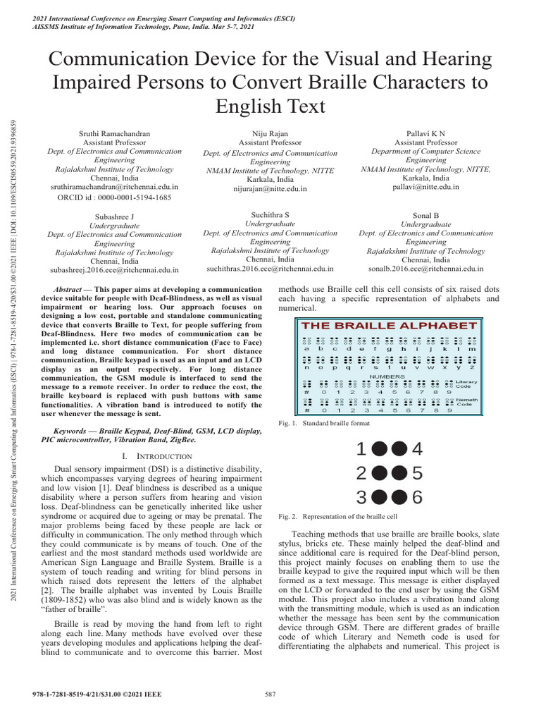 Braille-to-Text Device for Deaf-Blind Communication | PDF | Computer ...