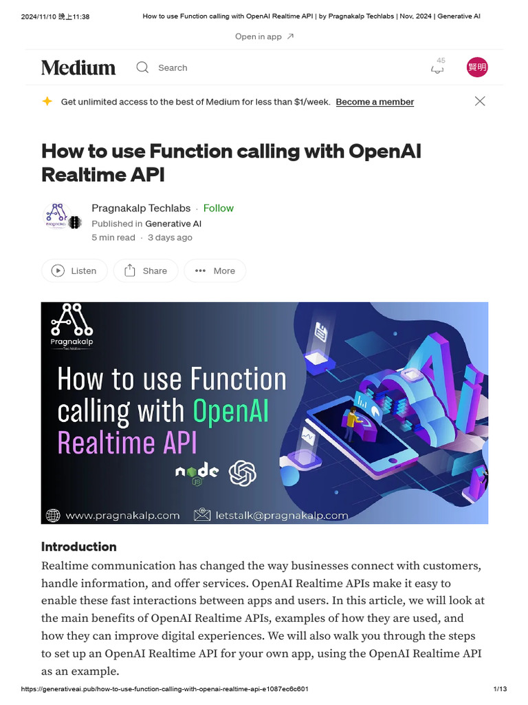 How to use Function calling with OpenAI Realtime API _ by Pragnakalp Techlabs _ Nov, 2024 ...