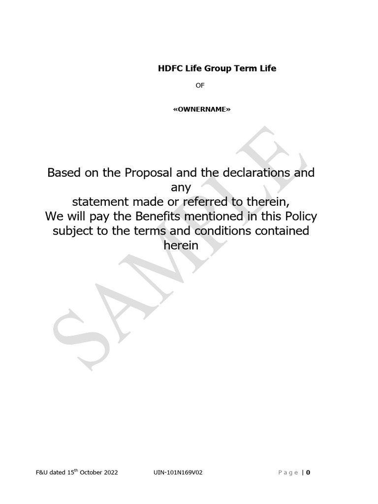 HDFC Life Group Term Life Policy | PDF | Insurance | Life Insurance