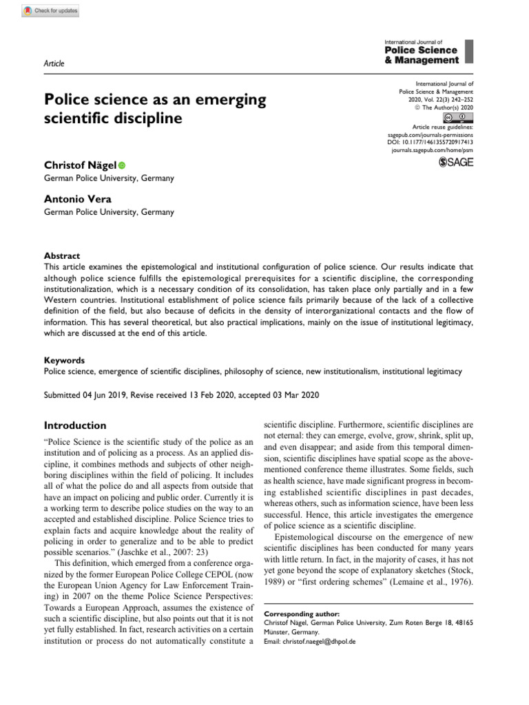 Emerging Police Science Discipline | PDF | Science | Theory