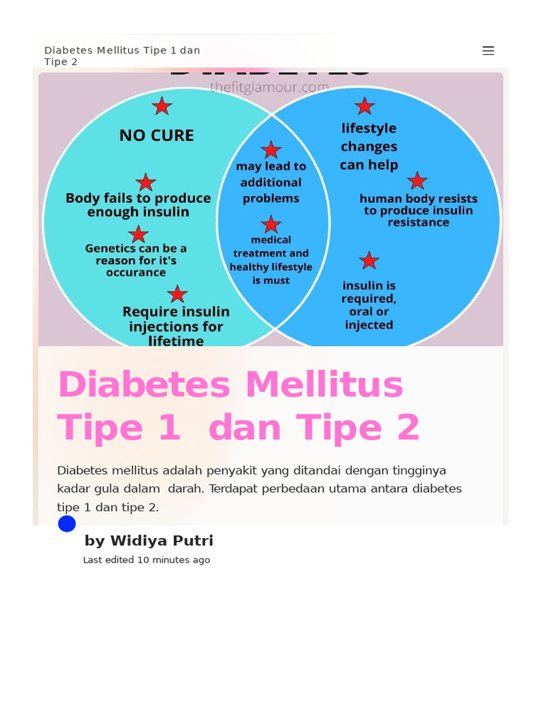 Diabetes Mellitus Tipe 1 Dan Tipe 2 Gamma | PDF