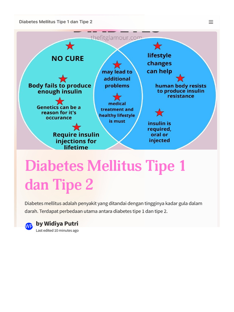 Perbedaan Diabetes Tipe 1 dan Tipe 2 | PDF