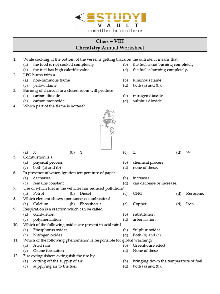 VIII Annula Worksheet Chemistry | PDF | Combustion | Fires