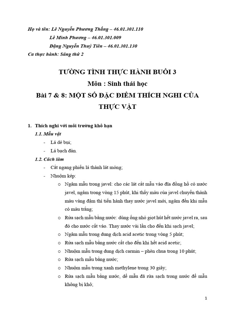 Tư NG Trình Sinh Thái - Bài 7 8 - Sáng TH 2 | PDF