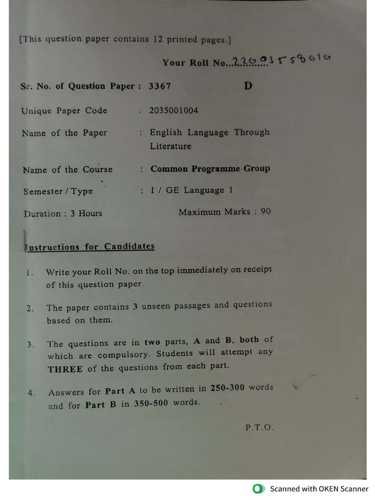 English GE Pyq | PDF