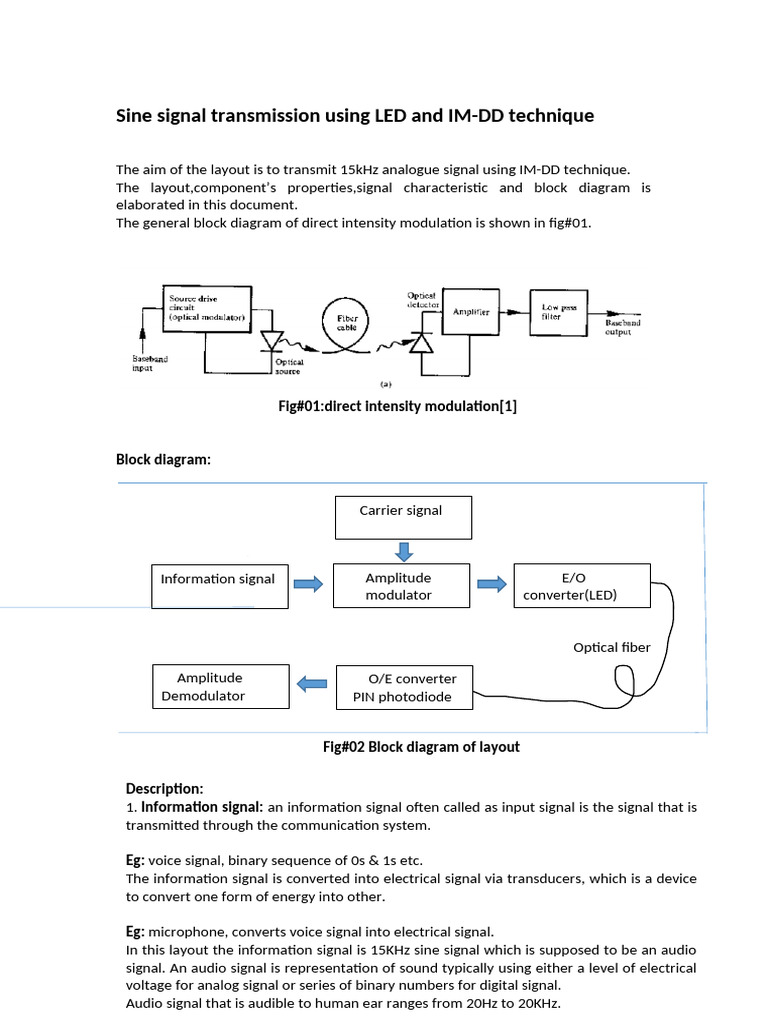 Sine Signal Transmission Using LED and IM | PDF | Modulation | Fiber ...