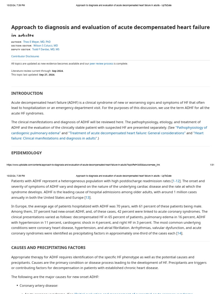 Diagnosing Acute Decompensated Heart Failure | PDF | Heart Failure | Myocardial Infarction