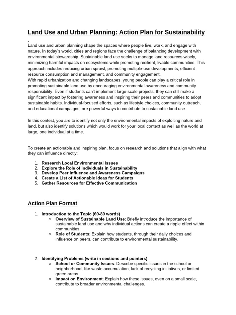 Land Use and Urban Planning - Action Plan For Sustainability | PDF ...