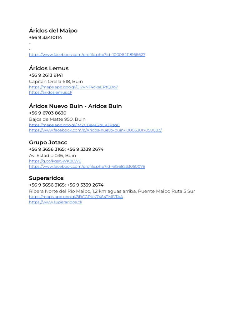 Proveedores Áridos, Maipo y Buin | PDF