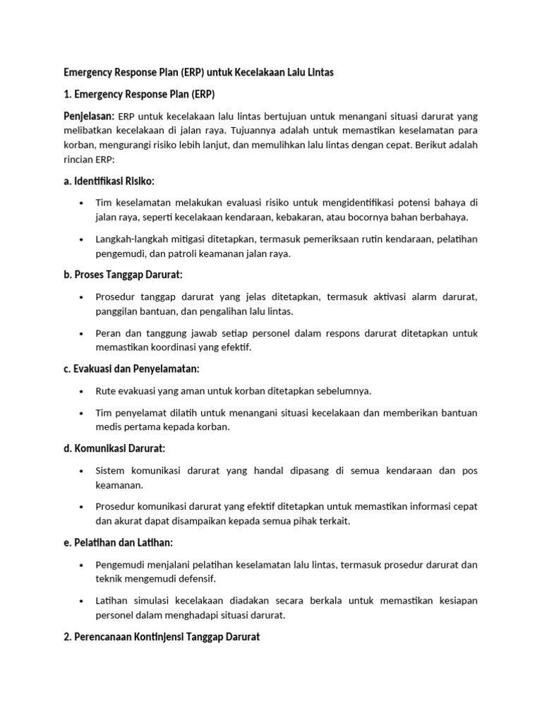 Rencana Tanggap Darurat Kecelakaan Lalu Lintas | PDF