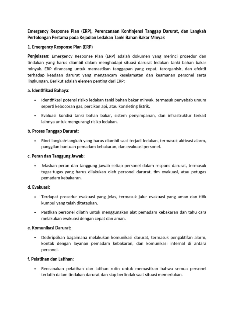 Emergency Response Plan (ERP) Dan Emergency Drill Serta Skenario Tanggap Darurat Kejadian ...