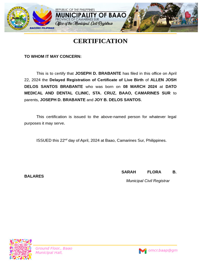 Certification of Pending Registration | PDF