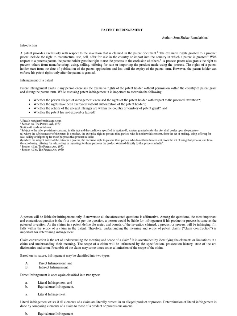 Understanding Patent Infringement Types | PDF | Patent Infringement ...