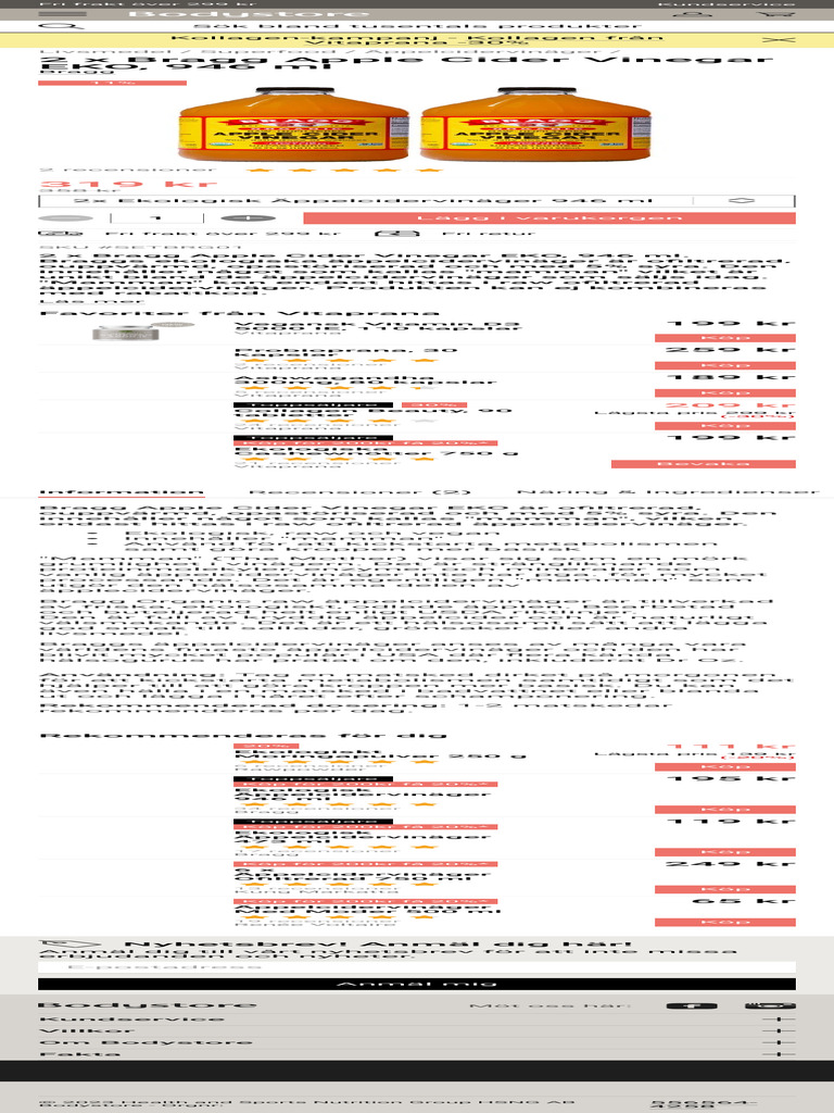 Köp 2 x Bragg Apple Cider Vinegar EKO, 946 ml - Bodystore.com | PDF