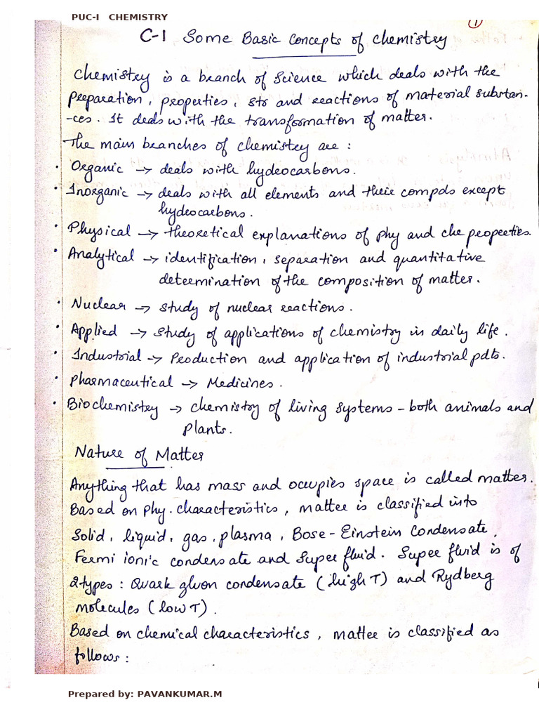 Some Basic Concepts of Chemistry Notes | PDF