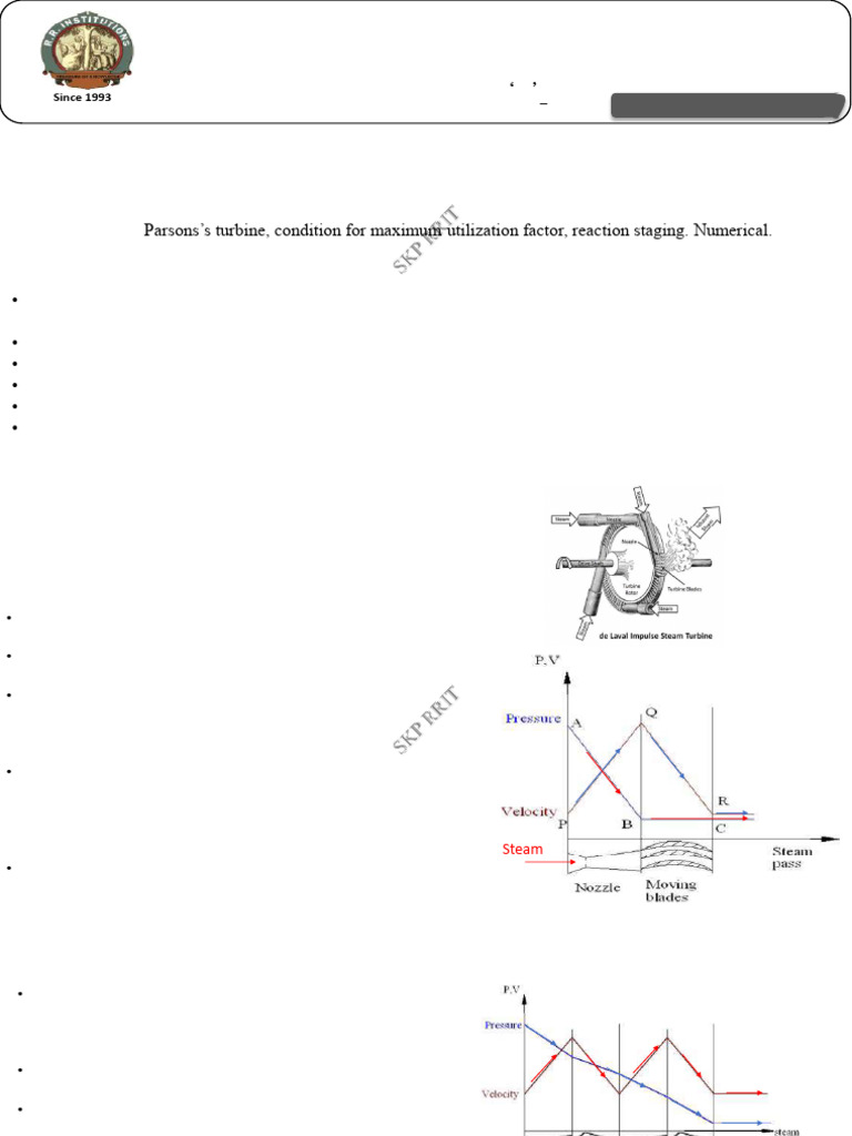 V SEM TM Module-03 Steam Turbines - Watermark | PDF | Turbine | Gases