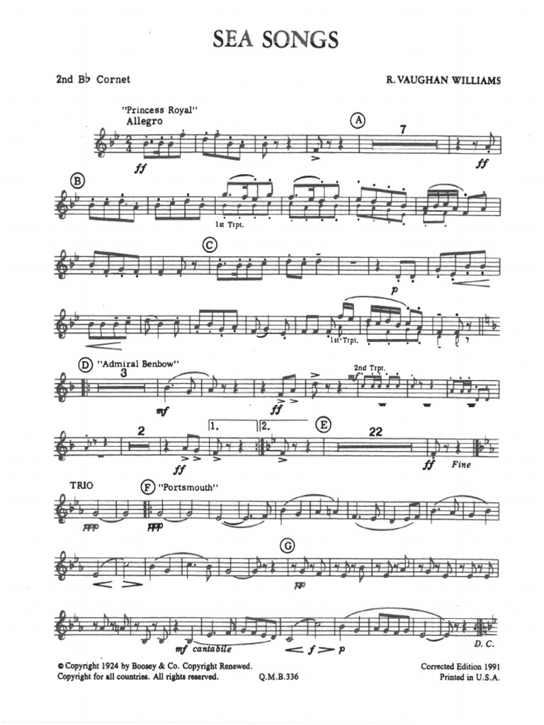 Sea Songs - Cornet 2 | PDF