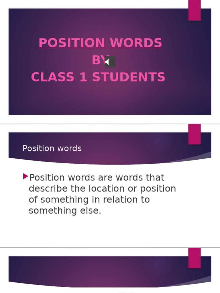 11 - Class 1 Maths Position Words | PDF
