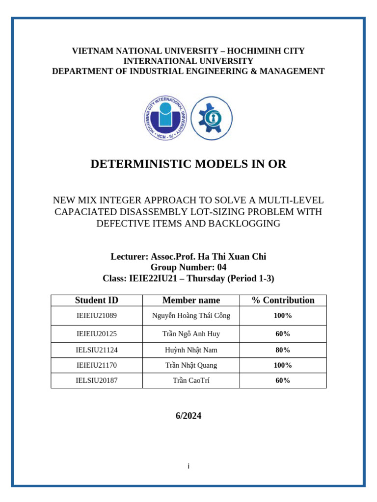 OR1 - Group 4 - Semeter Project | PDF | Linear Programming | Mathematical Optimization