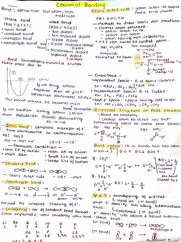Chemical Bonding Short Notes | PDF | Condensed Matter Physics | Atomic
