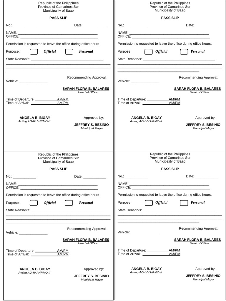 Pass Slip | PDF | Local Government